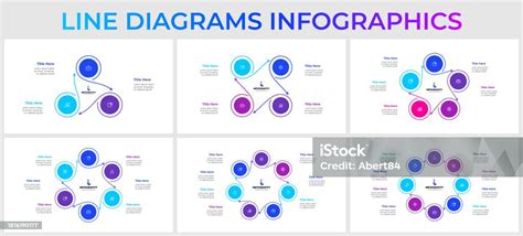 인포그래픽 원 요소 및 가는 선의 집합입니다 3 4 5 6 7 및 8 옵션 단계 또는 프로세스가 있는 벡터 다이어그램 7에 대한