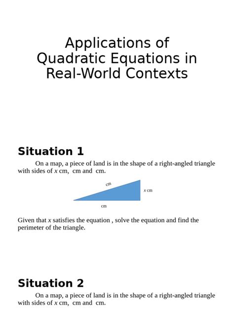 Applications Of Quadratic Equations In Real World Contexts Pdf