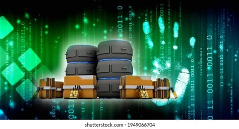 3d rendering folder connected database lock stock illustration