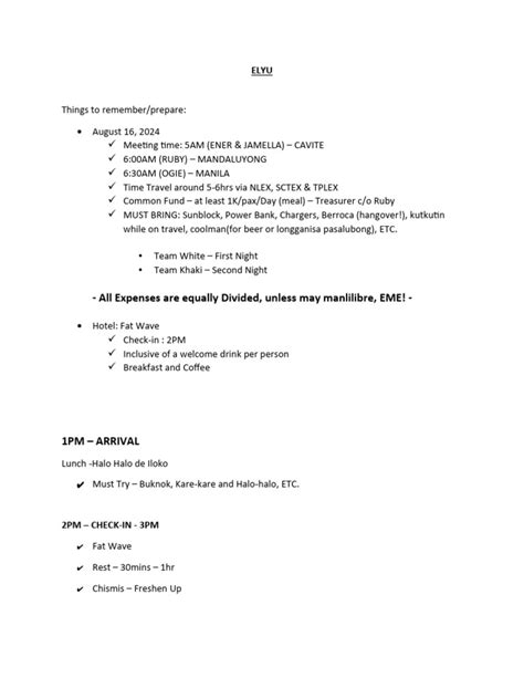 Elyu Itinerary Pdf