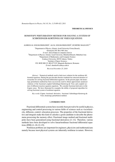 Pdf Homotopy Perturbation Method For Solving A System Of Schrödinger Korteweg De Vries Equations