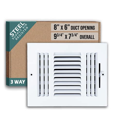 8 X 6 Duct Opening 3 Way Steel Air Supply Diffuser For Sidewall And