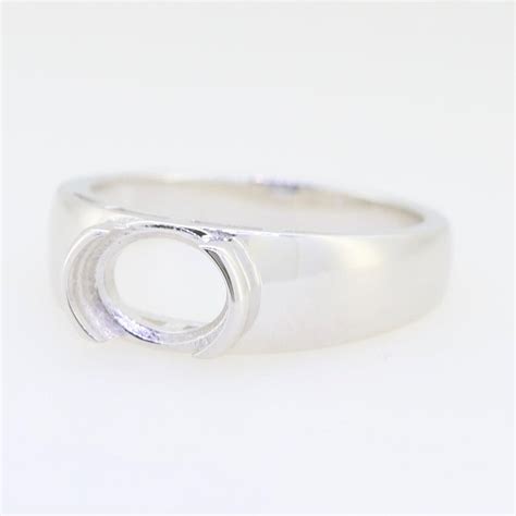 Sterling Silver Semi Mount Ring Setting Oval Ov 9x7mm Bezel Set Etsy