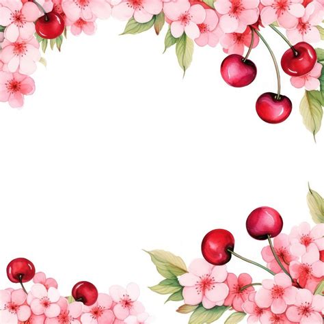 Cherry Border Watercolor Backgrounds Blossom Premium Photo Illustration Rawpixel