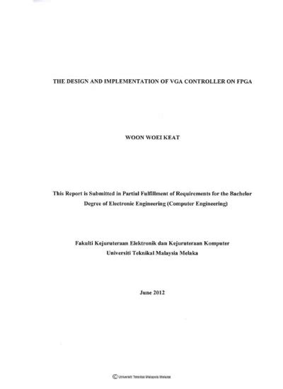The Design And Implementation Of Vga Controller On Fpga