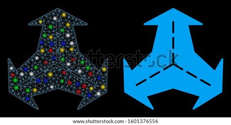 Glowing Mesh Intersection Directions Icon Glare Stock Vector Royalty