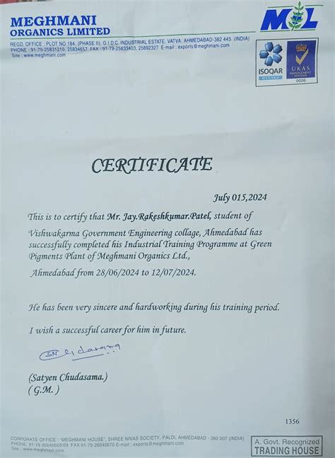 Jay Patel On Linkedin I Just Finished An Amazing 2 Week Internship At A Meghmani Organic