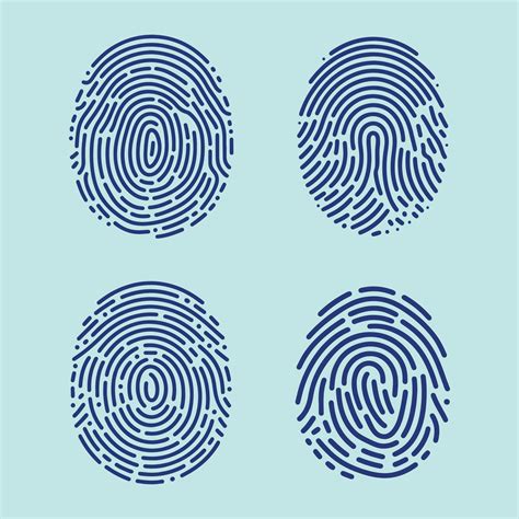 User Finger Scan Icon Set Fingerprint Touch Biometric Id Symbol Modern Account Thumbprint