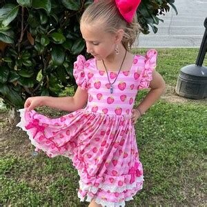 Strawberry Lace And Ruffle Twirl Dress Etsy
