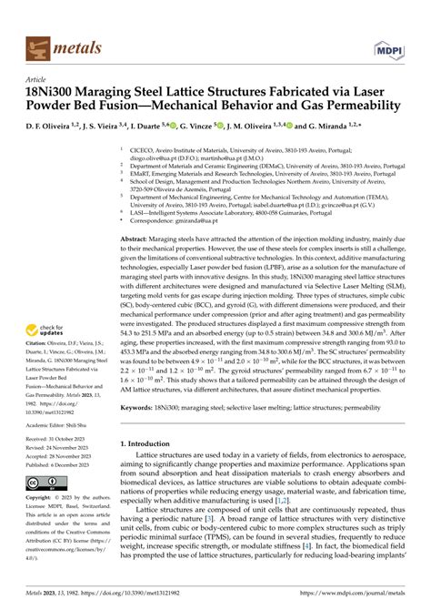 Pdf 18ni300 Maraging Steel Lattice Structures Fabricated Via Laser