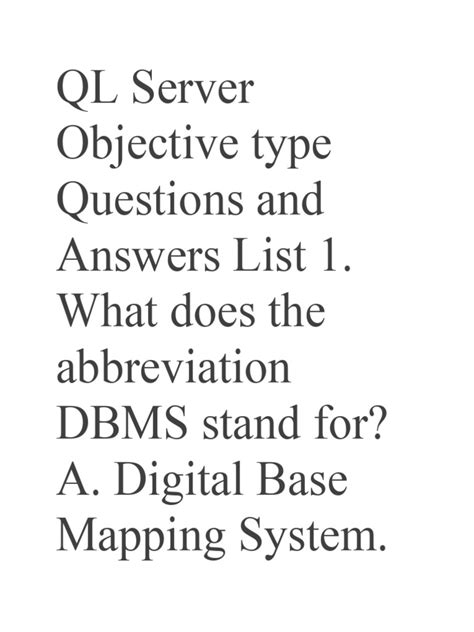 Ql Server Objective Type Questions And Answers List 1 What Does The
