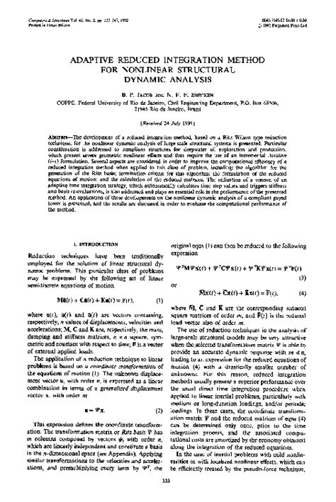pdf adaptive reduced integration method for nonlinear structural