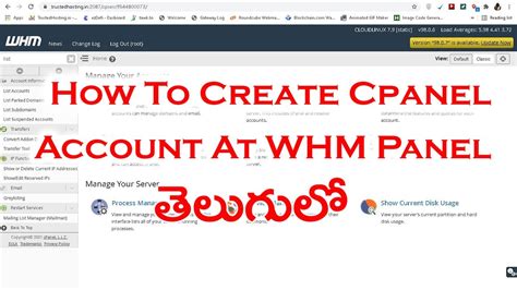 How To Create Cpanel Account At Whm Panel Web Hosting Telugu Youtube