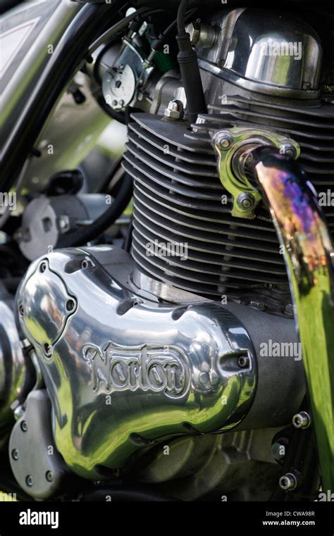 Norton Commando 961 Motorcycle Engine Classic British Motorcycle Stock
