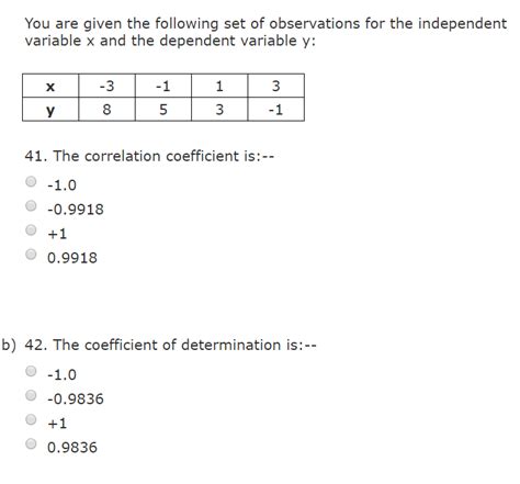solved you are given the following set of observations for