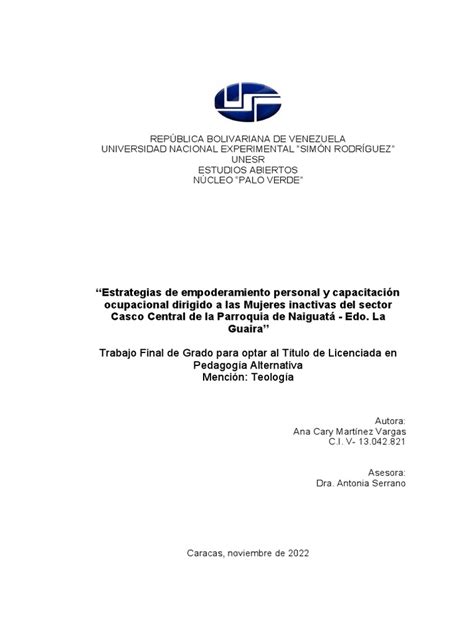 Estrategias De Empoderamiento Personal Y Capacitación Pdf Empoderamiento Igualdad De Género
