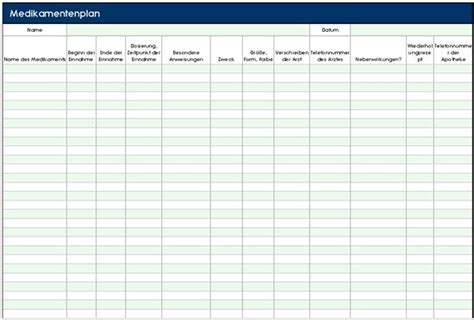 Medikamenten Plan Ausdrucken Mithilfe Einer Excel Tabelle Als Vorlage