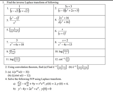1. Find the inverse Laplace transform of | StudyX