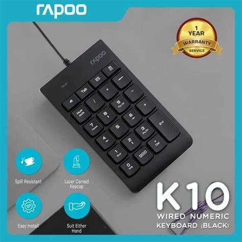 Rapoo K10 Laser Carved Keycap Wired Numeric Keyboard Bd