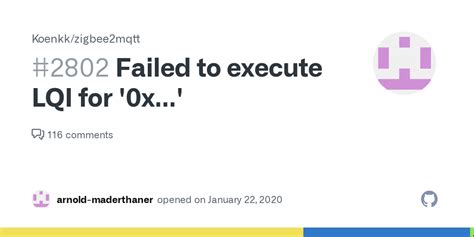 Failed To Execute Lqi For 0x · Issue 2802 · Koenkk Zigbee2mqtt · Github