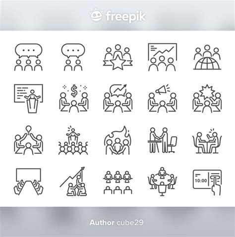 회의 선 아이콘 세트입니다 프리미엄 벡터 Line Icon Icon Set Pictogram Design