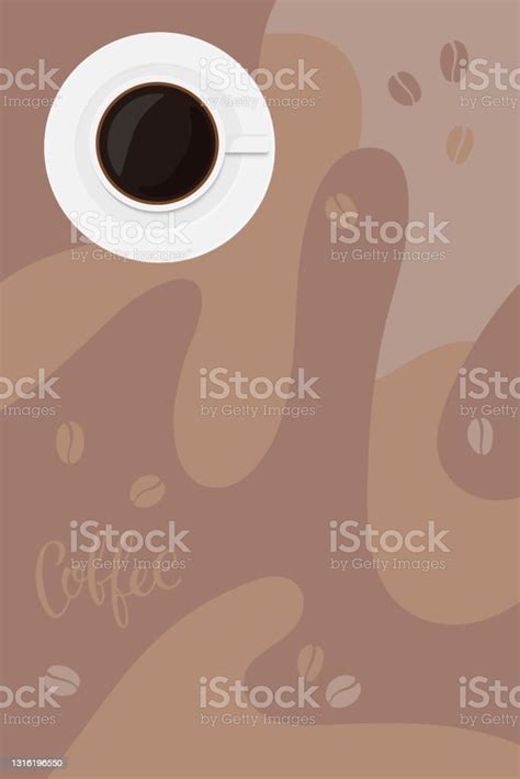 접시 상단 보기와 커피 커피 컵 의 컵과 추상적 인 기하학적 구성 커피 회사 카페 커피 숍 또는 레스토랑 템플릿을 위한 미니멀한 스타일의 벡터 플랫 클립아트 손에 대한 스톡