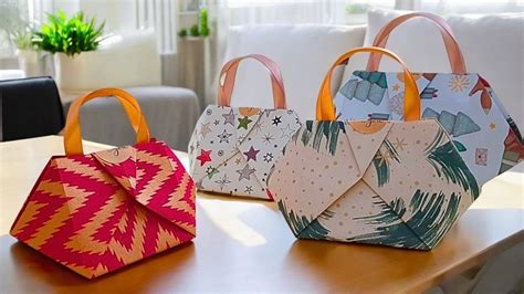 ایده های بسته بندی هدیه آموزش کیف کادویی اوریگامی با کاغذ بسته بندی