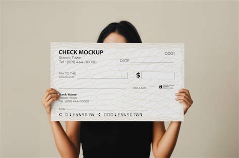 Model Holding Check Mockup Premium Psd