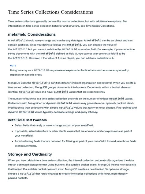 Time Series Collections Considerations Mongodb Manual V80 Pdf