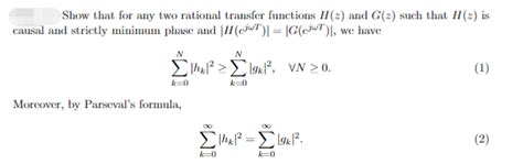 Solved Show That For Any Two Rational Transfer Functions