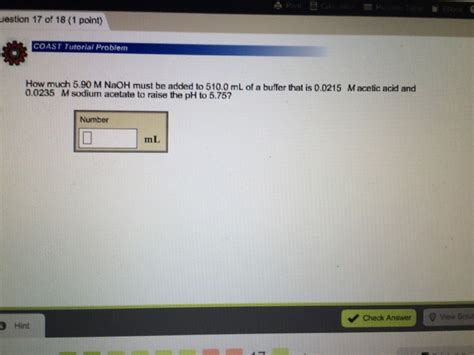 Solved How Much 5 90 M NaOH Must Be Added To 510 0 ML Of N Chegg Com