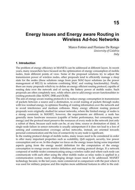 Pdf Energy Issues And Energy Aware Routing In Wireless Ad Hoc Networks