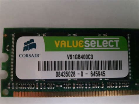 Corsair Value Select 1gb Ddr 400 Pc3200 Cl3 Vs1gb400c3 Memory Ebay
