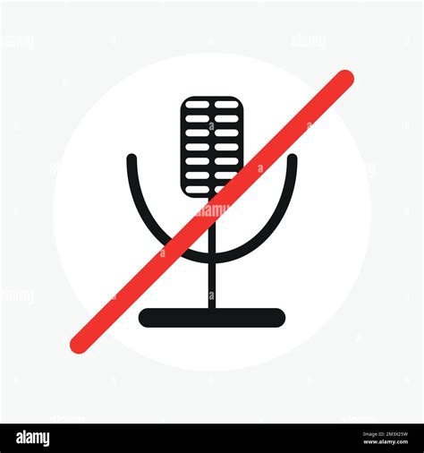Mute Microphone Icon No Sound Voice Silent Mode Vector Illiustration Black Microphone Symbol