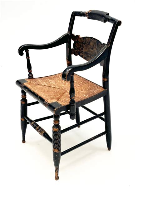 Vintage Black Hitchcock Chairs Three Side Chairs One Armed Chair For