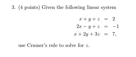 solved 3 4 points given the following linear system