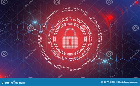 Digital Internet Cyber Security Technology Concept Binary Code Circles Around Padlock On