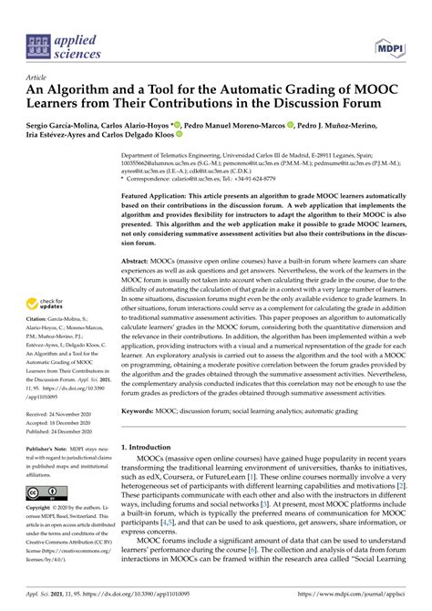 Pdf An Algorithm And A Tool For The Automatic Grading Of Mooc Learners From Their