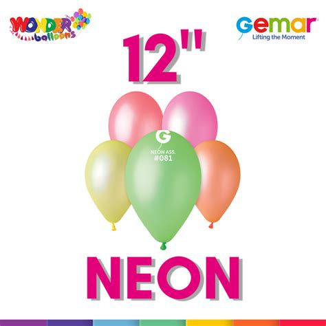 Gemar 12 Inch Neon Assorted Round Latex Balloons 50pcs Shopee Malaysia