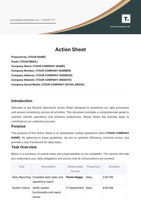 Free Action Sheet Template To Edit Online