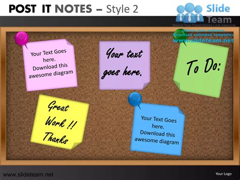 Post It Notes Pinned On Board Design 2 Powerpoint Ppt Templates Pdf Desktop Publishing