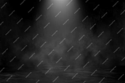 스포트라이트와 연기가 자욱한 분위기의 3d 그런지 룸 인테리어 프리미엄 사진