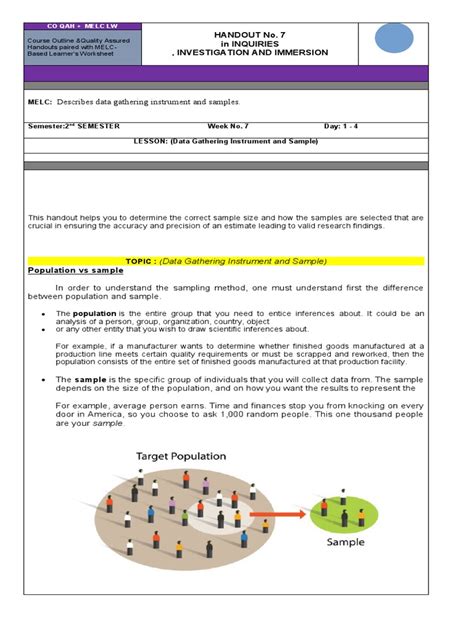 Week 7 Handout Pdf Sampling Statistics Scientific Method