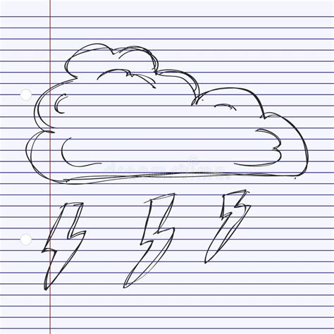 Simple Doodle Of A Cloud With Lightning Stock Vector Illustration Of Hand Quirky 58900421