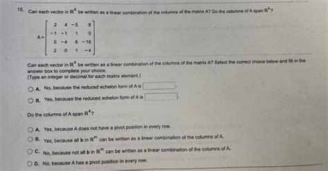 Solved Can Each Vector In R Be Written As A Linear Chegg