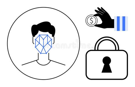 Facial Recognition Security Lock And Payment With Hand Elements Representing Secure