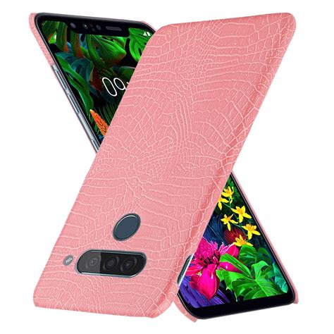 For Lg G S Thinq Shockproof Crocodile Texture Pc Pu Case Pink Alexnld Com