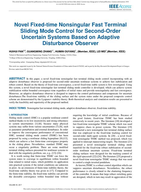 pdf novel fixed time nonsingular fast terminal sliding mode control