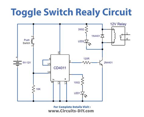 Toggle Switch Circuit Using Relay Cd4017 Ic Artofit