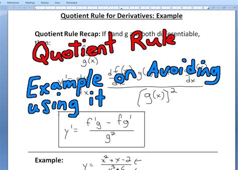 Quotient Rule For Derivatives Example On Avoiding It PeakD